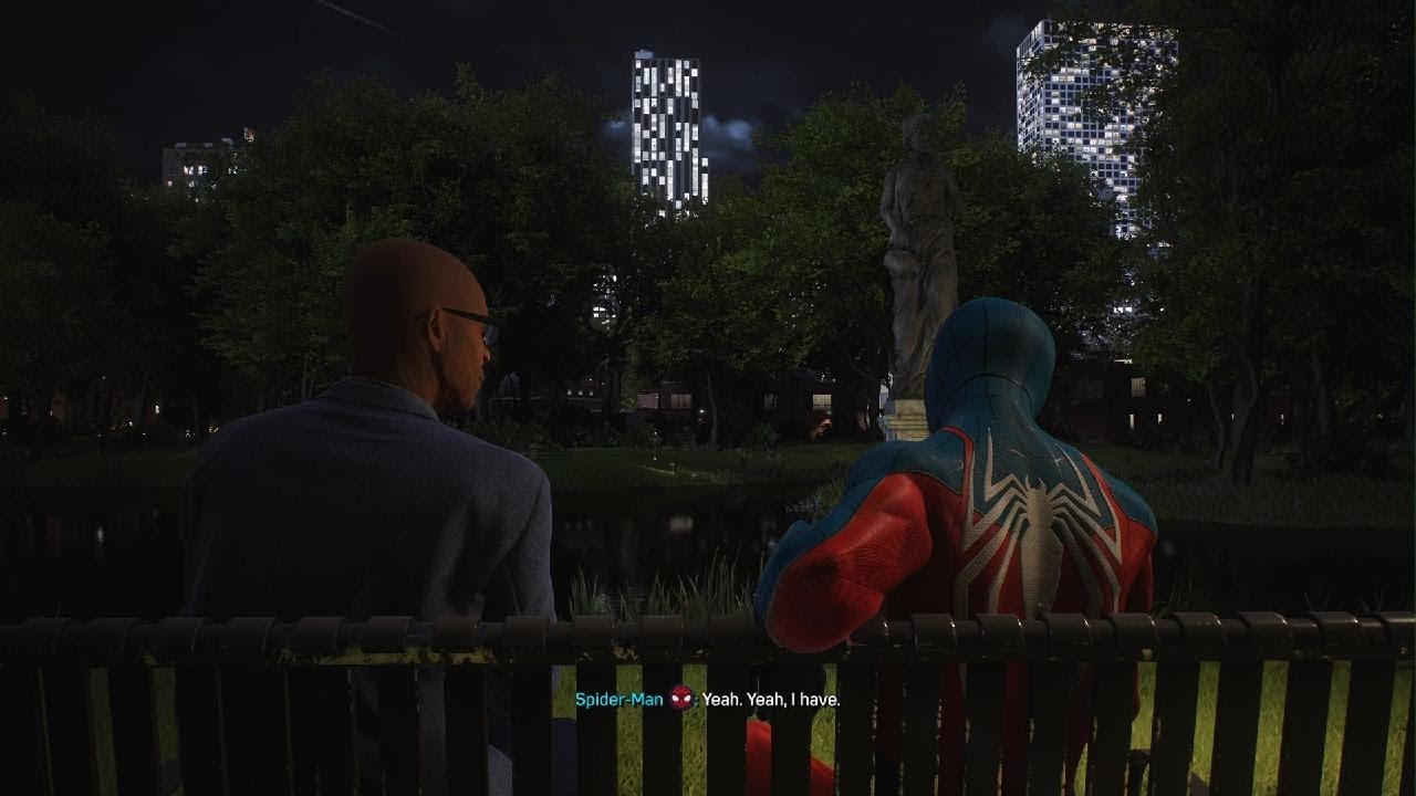 Marvel's Spider-Man 2: Spider-Man Comforts Grandpa On A Bench As He ...