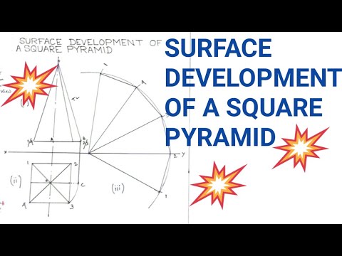 #how to draw a development of a square pyramid in Hindi 🔗@Engg.drawing ...