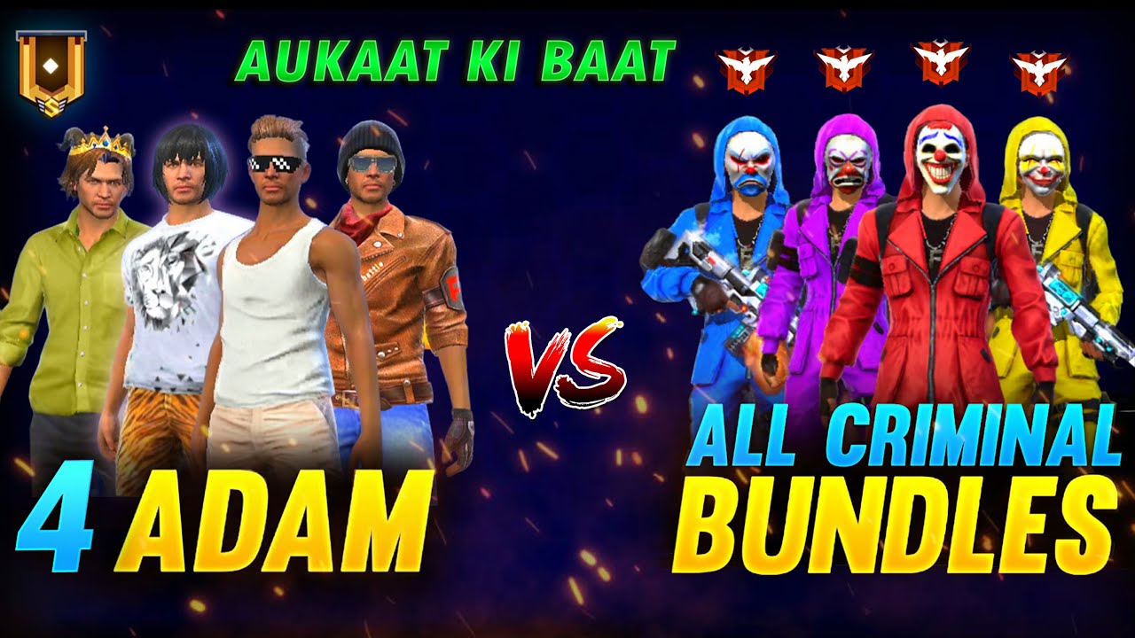 4 DJ Adam Vs 4 Pro Criminals 😱 - Garena Free Fire - FireEyes Gaming ...