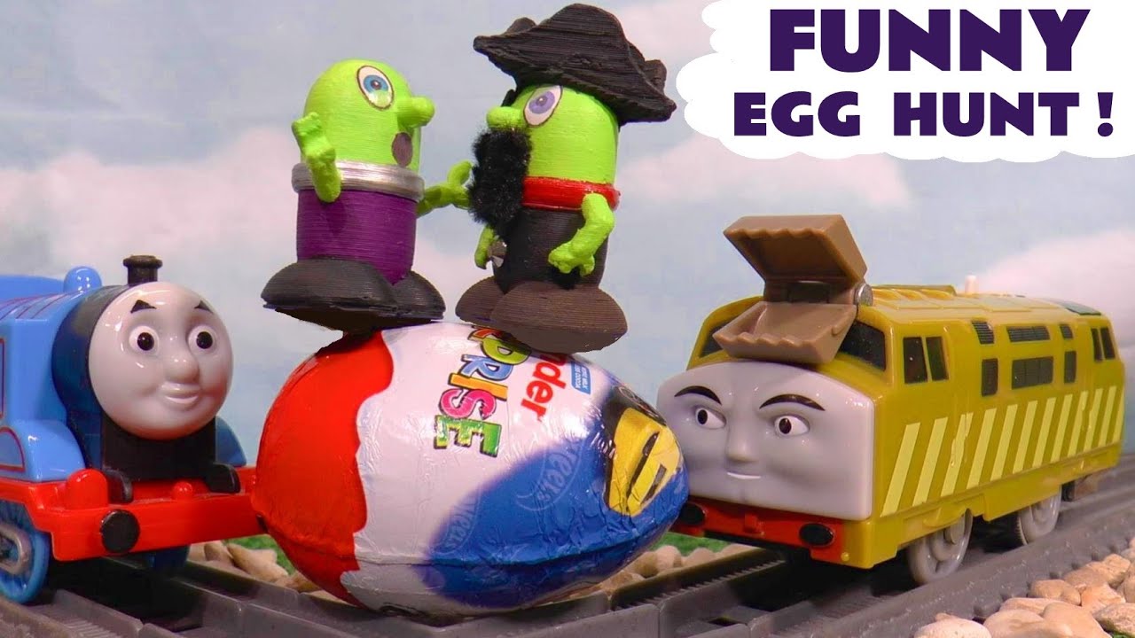 Funny Funlings Egg Hunt with Thomas and Friends Toy Trains - YouTube