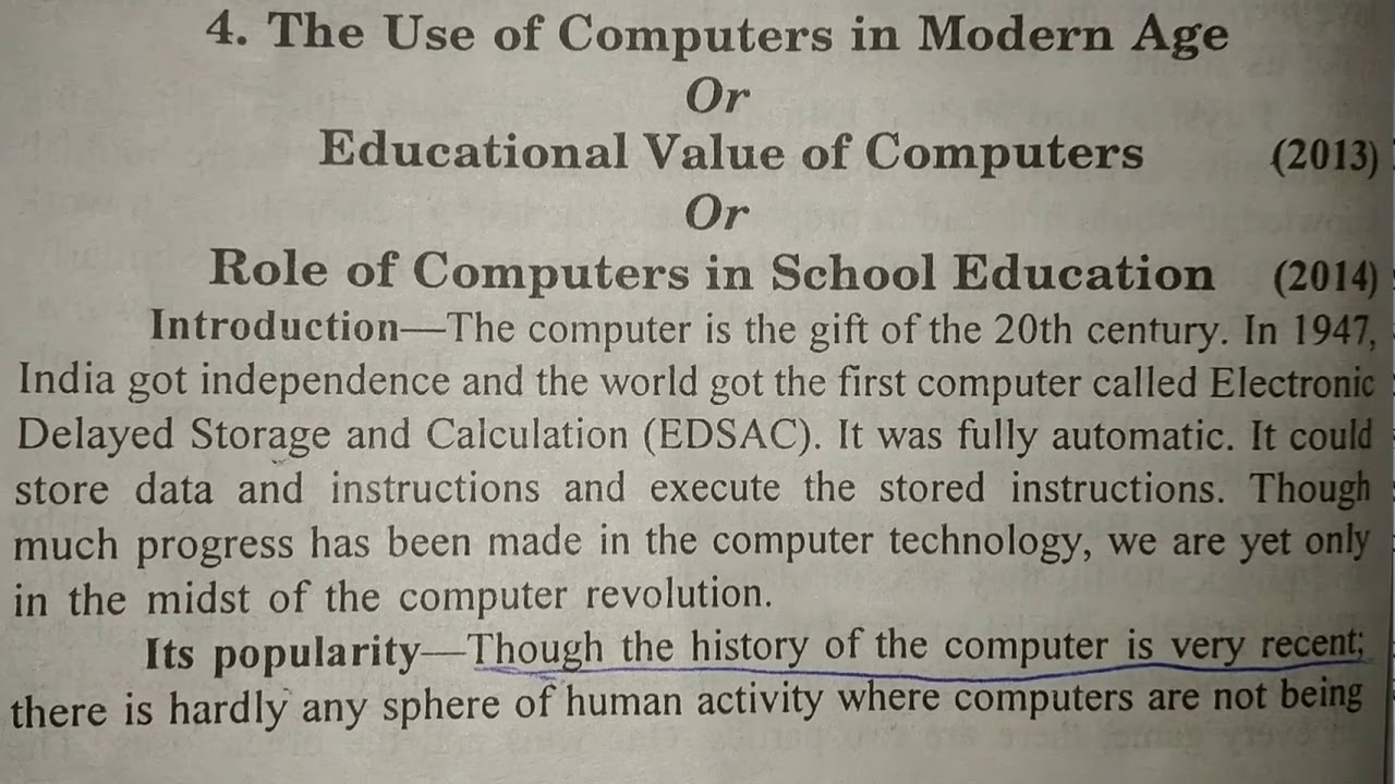 Computer essay in English, Value of Computer essay in English, The use ...