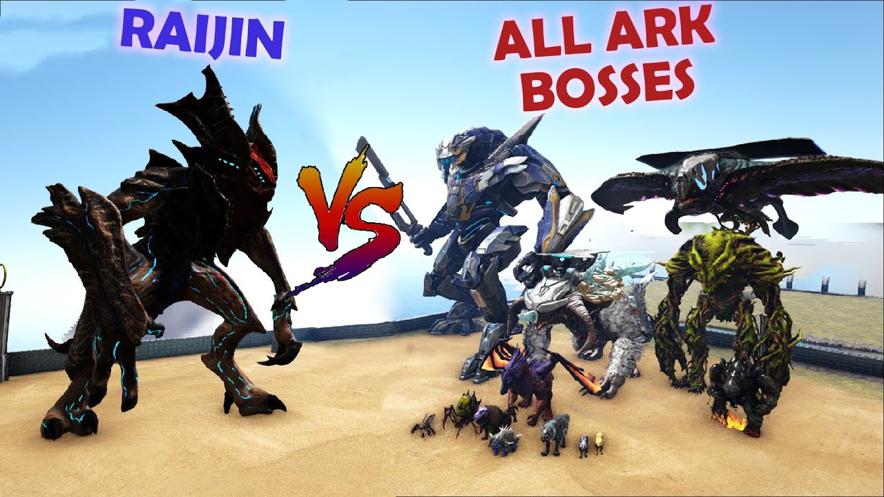 KAIJU RAIJIN VS ALL ARK BOSSES - FULL BATTLE || ARK: Survival Evolved ...