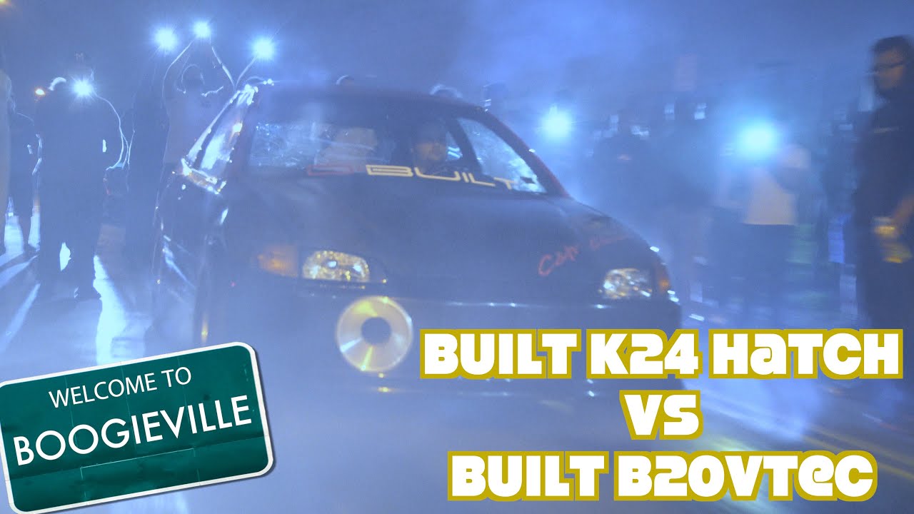 Built K24 Civic Hatch Gives Built B20vtec 1 1/2 HEAD START! - YouTube