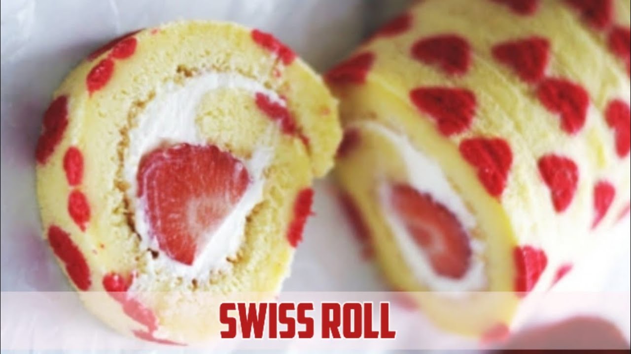 Swiss roll recipe/fancy heart shape swiss roll - YouTube