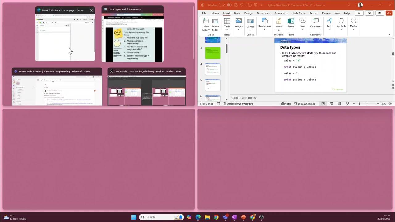 Y9 Cover Lesson - Python Programming - Lesson 1 - YouTube
