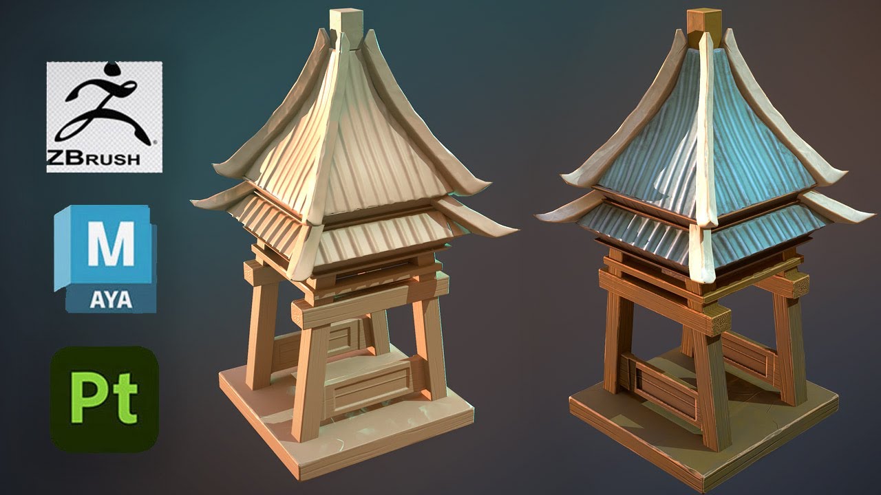 Making a Stylized Shrine Pagoda with Autodesk Maya, Zbrush, and ...