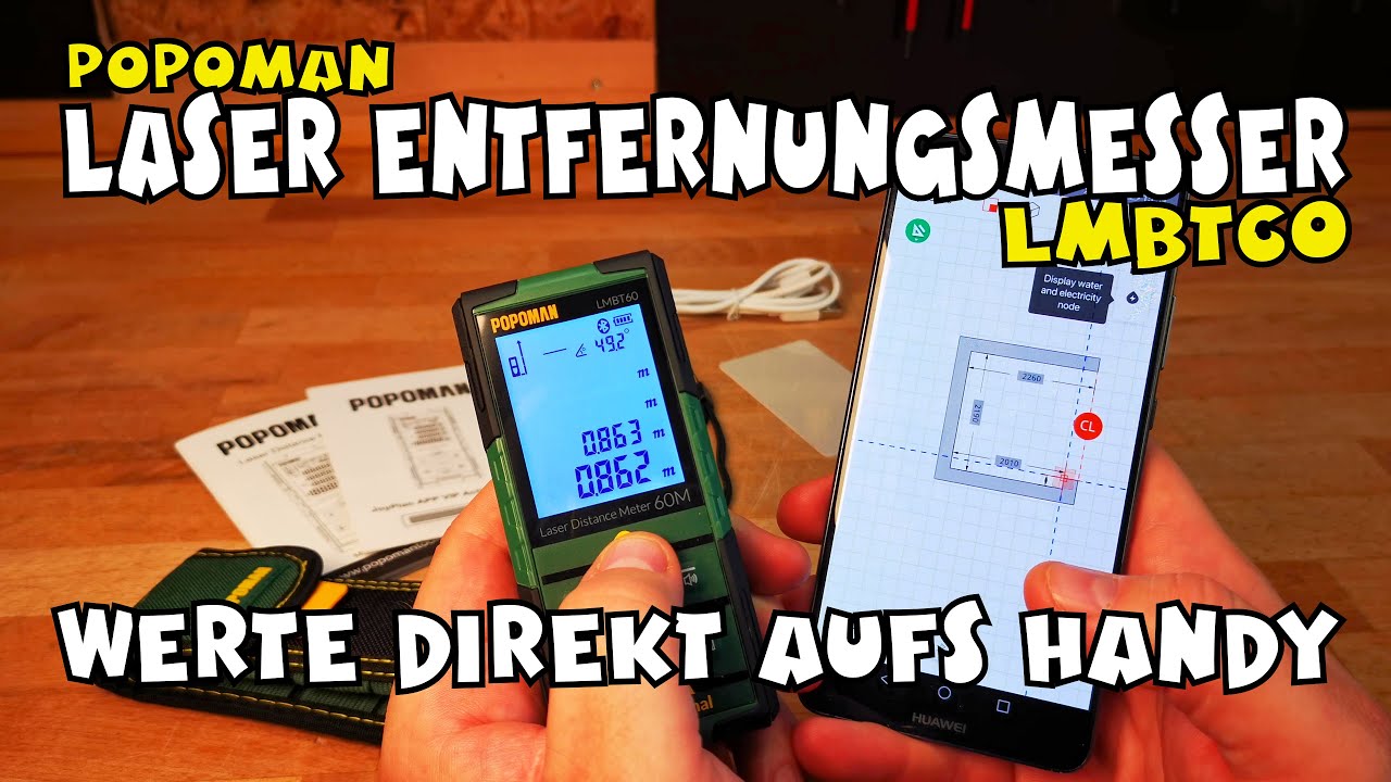 Mit APP: Popoman Laser Entfernungsmesser LMBT60 mit Bluetooth - YouTube