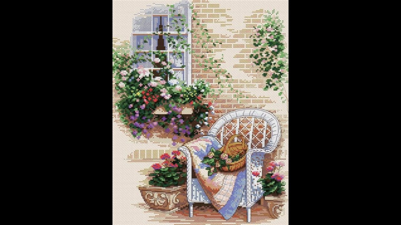 Window Embroidery Set Joy Sunday, Floral Landscape Series/ Large Cross ...