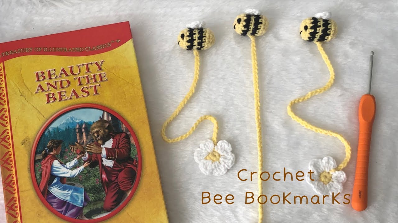 Crochet BEE Bookmarks Tutorial | How to crochet an easy bee bookmarks ...