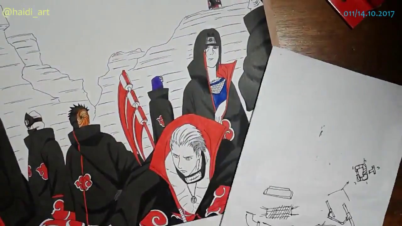 SPEED DRAWING ALL AKATSUKI - YouTube