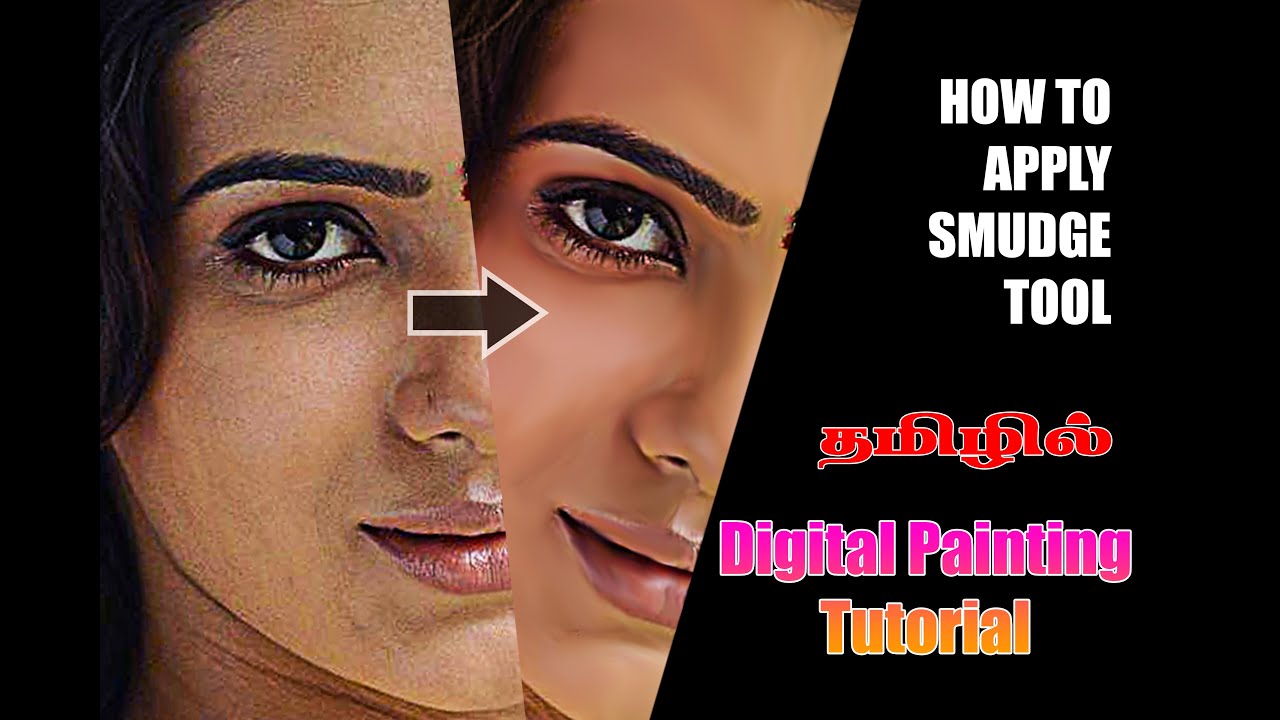 Digital painting tutorial | how to apply smudge tool Explain in Tamil ...