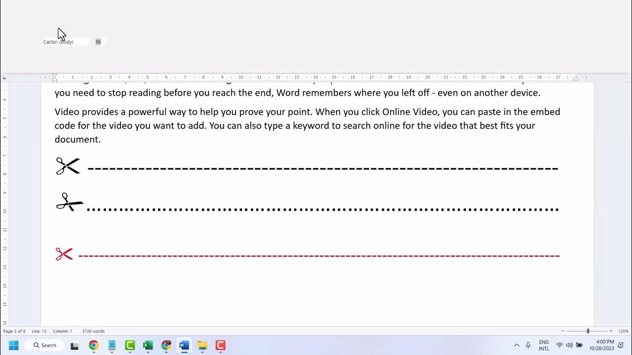 How to Make Dotted and Dashed Cut Lines With Scissors In MS Word - YouTube