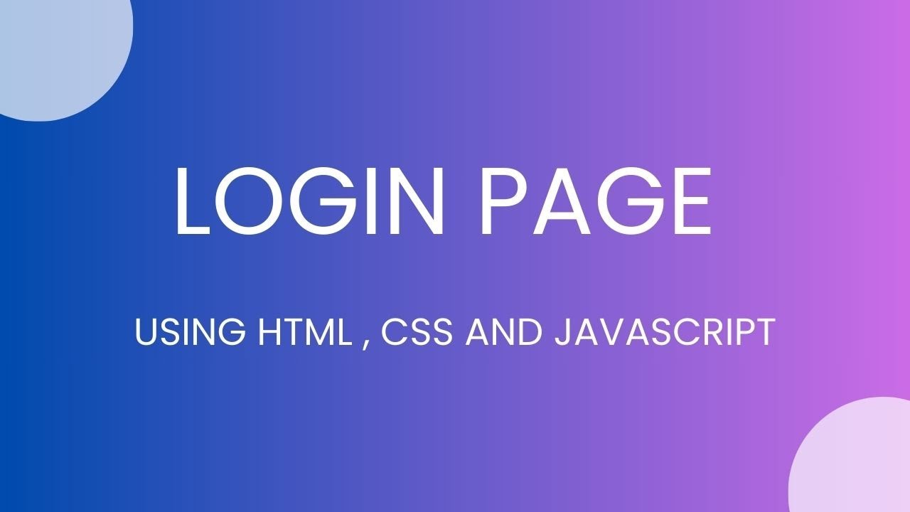 Simple Login Page Using HTML,CSS And Javascript - YouTube