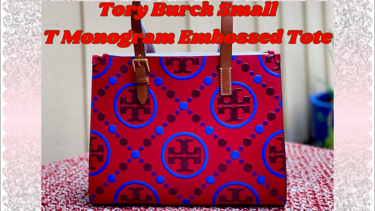 Tory Burch Small T Monogram Embossed Tote unboxing Reveal - YouTube