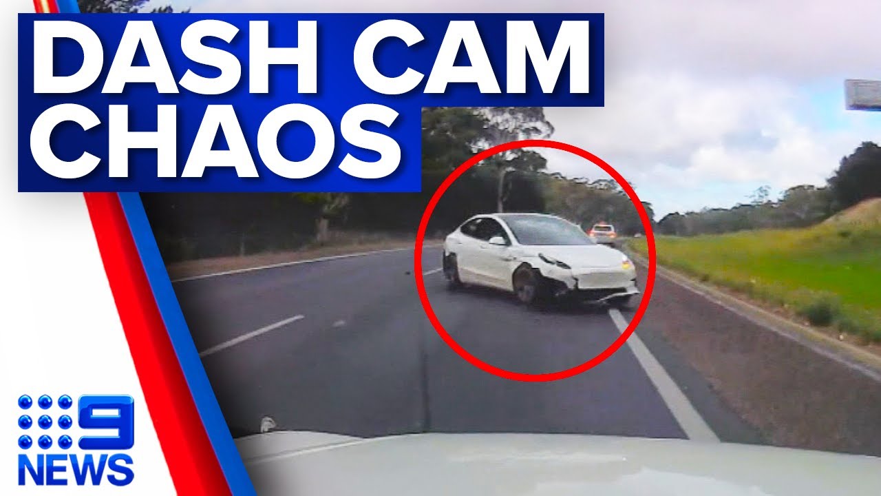 Shocking dash cam footage captures Tesla narrowly missing traffic in ...