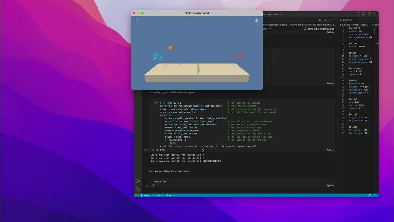 Udacity Deep Reinforcement Learning Nanodegree | multiagent playing ...