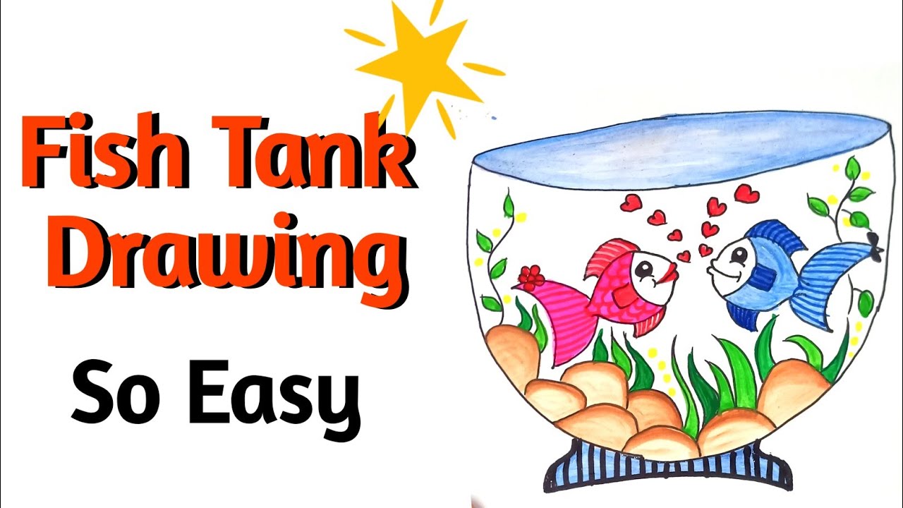 How to Draw Fish Aquarium Step by Step | under water scenery drawing ...