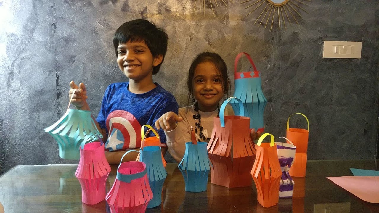 How to make paper lanterns | Paper lanterns for Diwali - YouTube