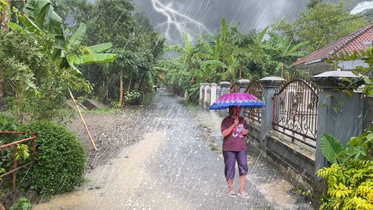 Walking in the Middle of Super Heavy Rain in Tanah Merah village | 99% Insomnia disappears ...