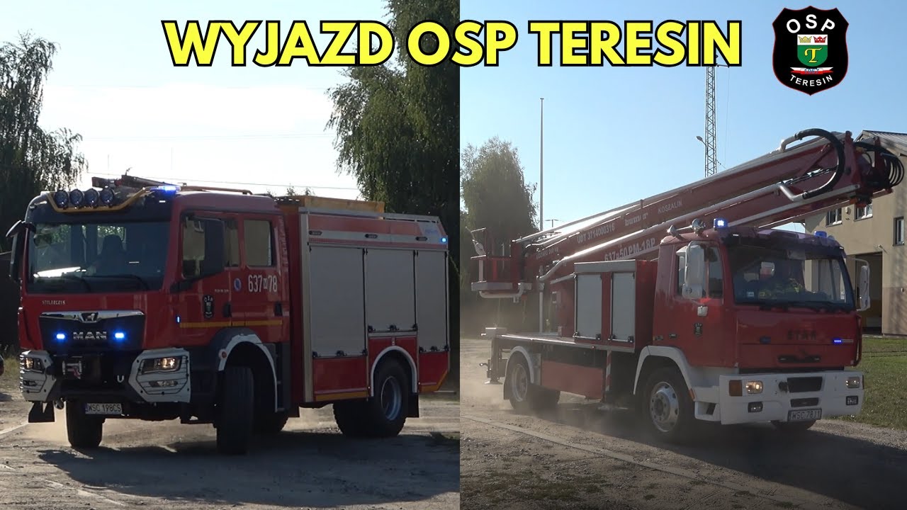 Wyjazd Alarmowy dwóch wozów GBA MAN TGM 18.320 i SH-18 Star 12-155 z OSP Teresin! - YouTube
