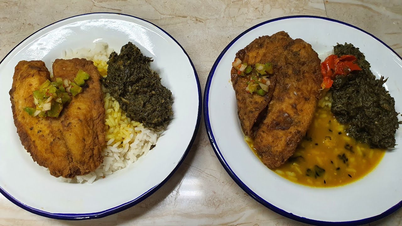 Delicious fried fish, dhal, rice and bahgie 😋 - YouTube