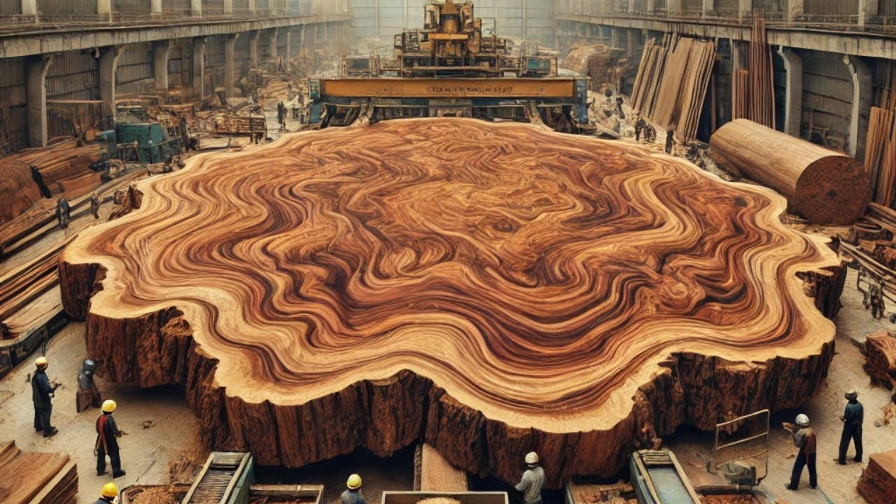 Wood Processing Process Inside the factory, wood is processed into a ...