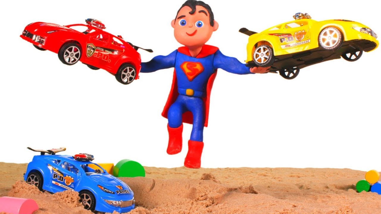 SUPERMAN SAVES THE CARS SUPERHERO PLAY DOH CARTOONS FOR KIDS - YouTube