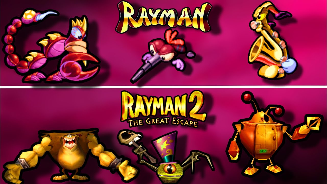 Rayman 1 & 2 - All Bosses - YouTube