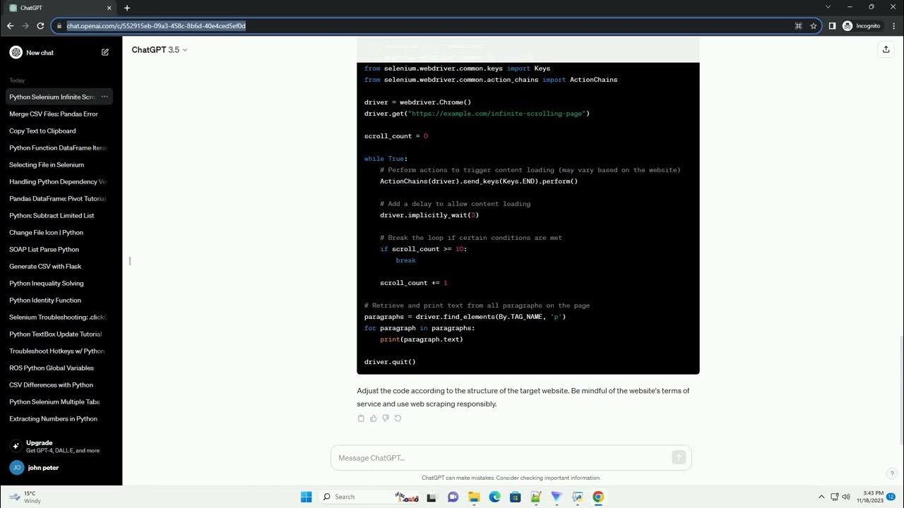 Using Python And Selenium Get Elements On Infinite Scrolling Website Youtube