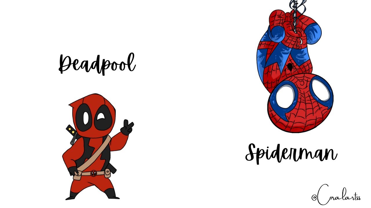Chibi Deadpool And Spiderman