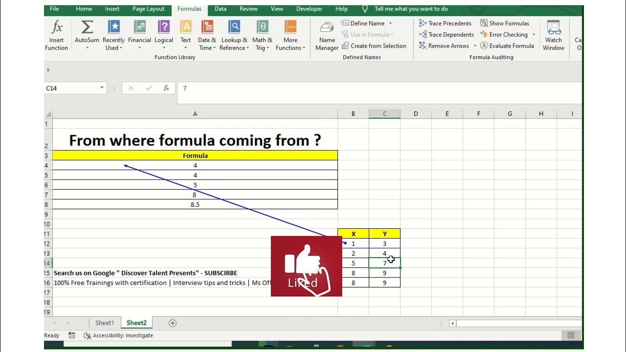 Trace Dependents Cells | Formula tab in ms excel | Trace Precedents and ...