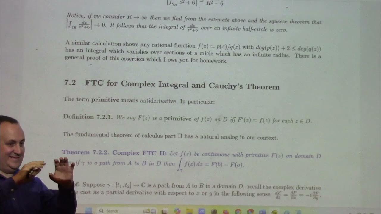 Complex: definition of complex integral, examples, FTC for complex integral, 10-8-24 part 2 ...