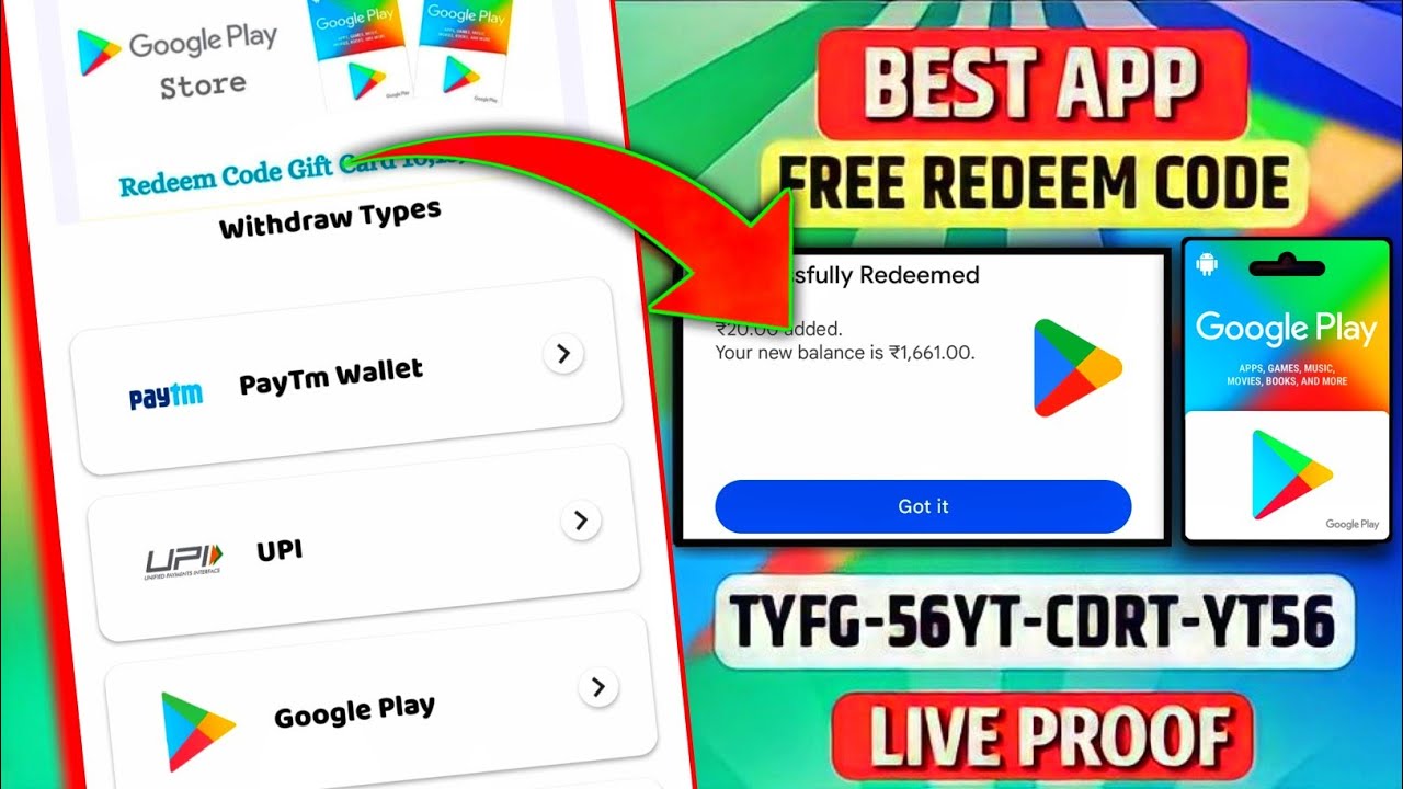 ₹10 + ₹20 + ₹30 Free Redeem Code | Google Play Redeem Code Earning App ...