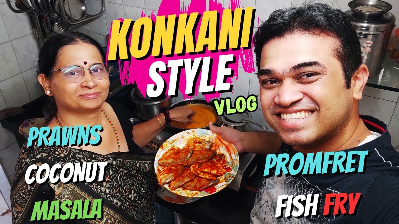 Prawns Coconut Masala And Pomfret Fish Fry At Home | Konkani Style Food ...