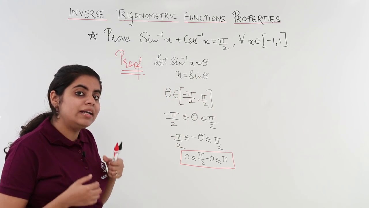 Class 12th Prove Sin Inverse X Cos Inverse X Pie 2 Trigonometric