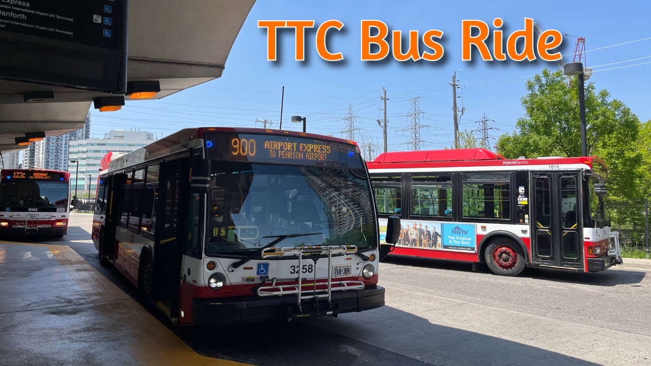 Toronto TTC 900 Airport Express Bus Ride - Full Route Southbound 6/2 ...