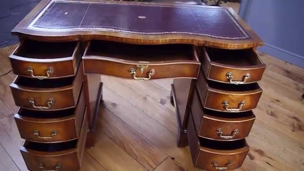 Bevan Funnell Reprodux Bow Front Twin Pedestal Writing Desk New Red ...