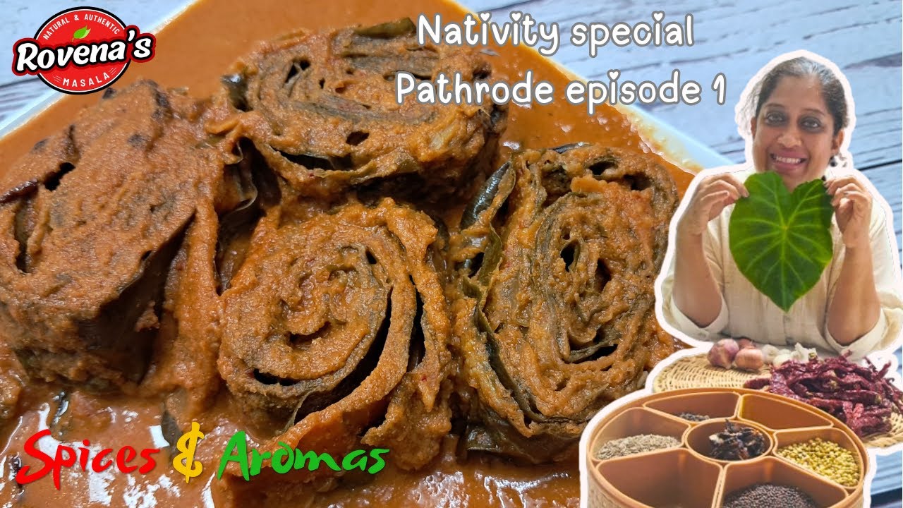 Taro Colocasia Leaves Pathrode Recipe | Nativity special Pathrode ...
