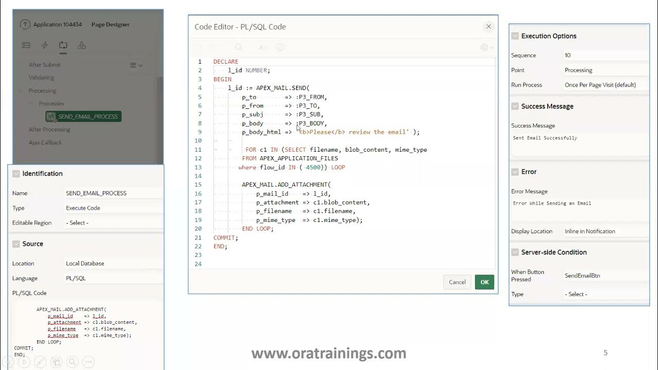 Oracle APEX - Email Using : APEX_MAIL.SEND and Send EMail Standard Process - YouTube