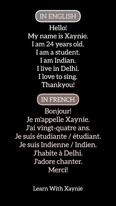 Lesson 3 • Self Introduction in French • Présentez-vous • Learn With ...