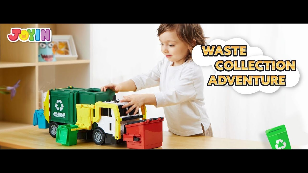JOYIN Large Friction Powered Garbage Truck Toy Set - YouTube