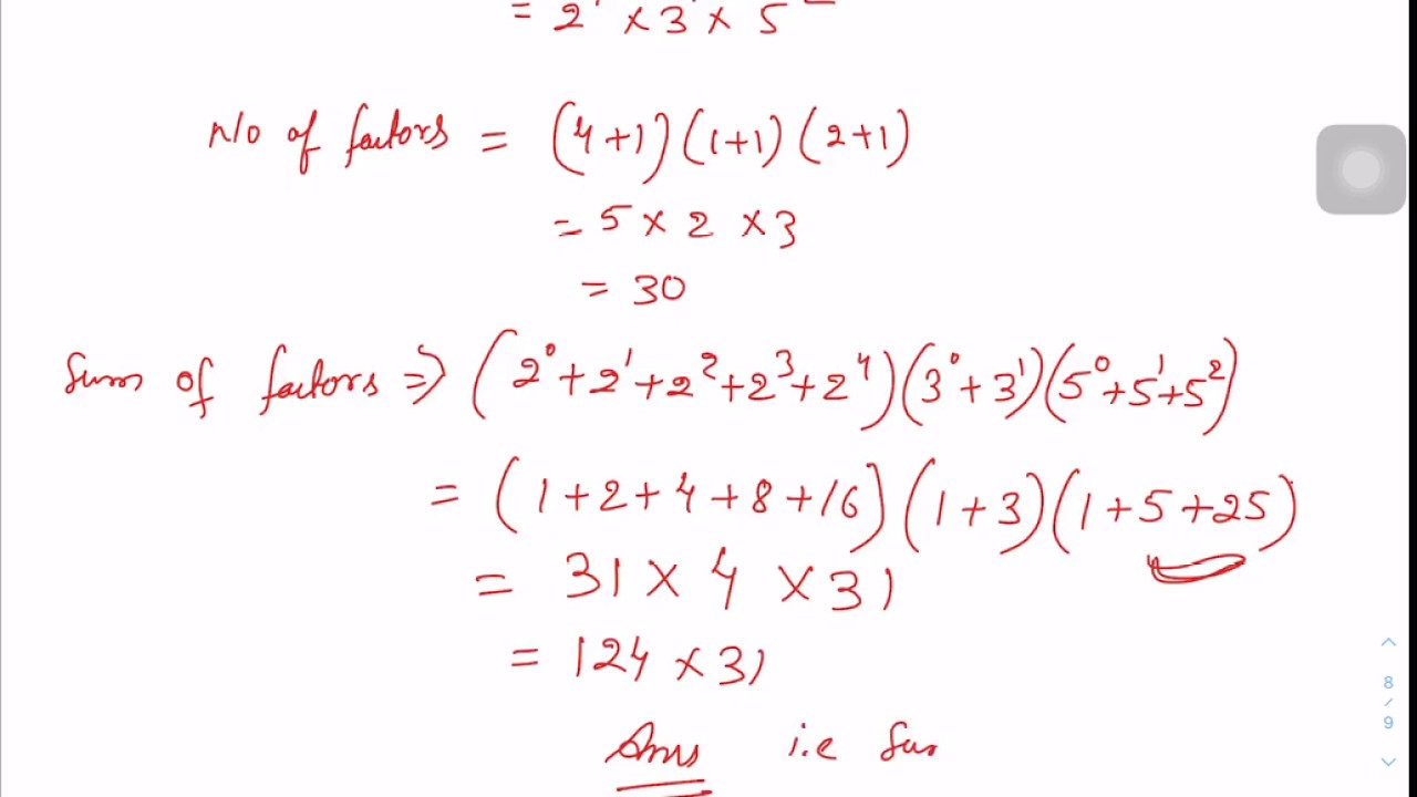7 NTSE Sum Of Factors Of Any Number YouTube 7 NTSE Sum Of Factors Of Any Number YouTube