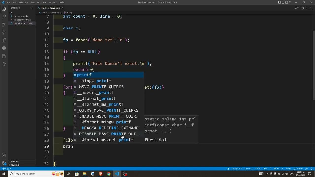 Count Character and Lines in an file with the help of program | Compiler Design - YouTube