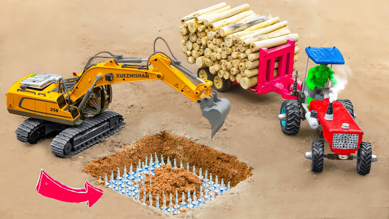 Diy Tractor making Crane Machine to road repair | Homemade construction ...