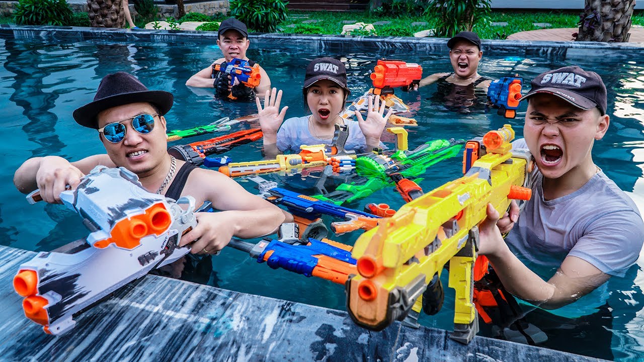 LTT Game Nerf War : Couple Warriors SEAL X Skill Nerf Guns Go Swimming ...