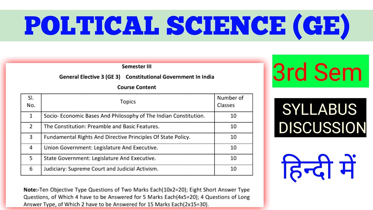 Political science GE sem 3 syllabus | ba political science syllabus 3rd ...