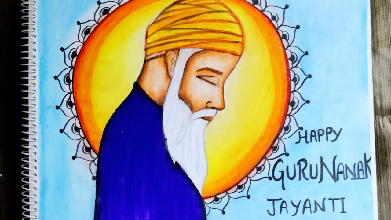 Happy Guru Nanak Jayanti/how to draw Guru Parv drawing with oil pastel ...