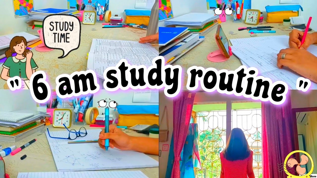 6 am study routine 📚 Productive Busy Study Day🌷| Study Vlog | Study ...