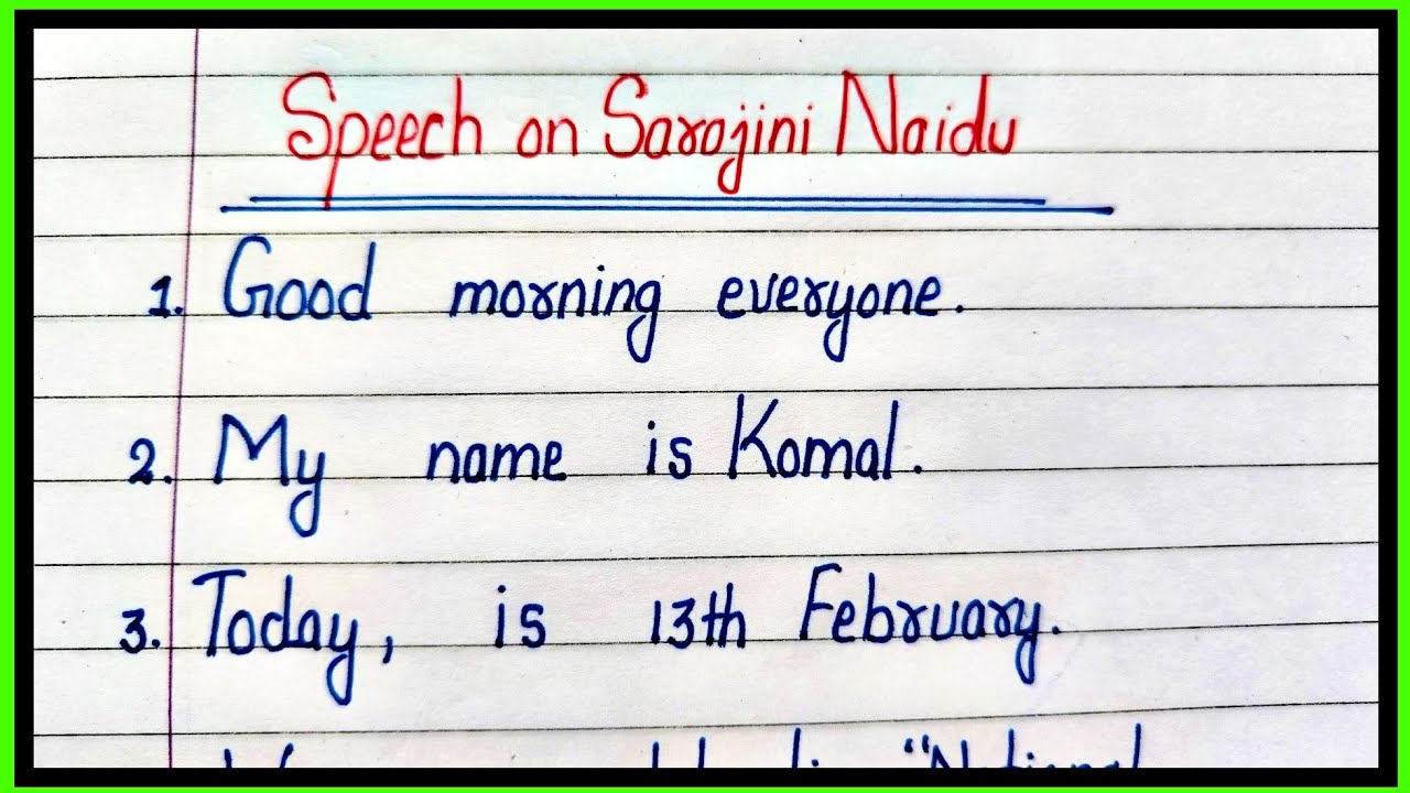 speech on sarojini Naidu/10 lines speech on sarojini Naidu in english ...