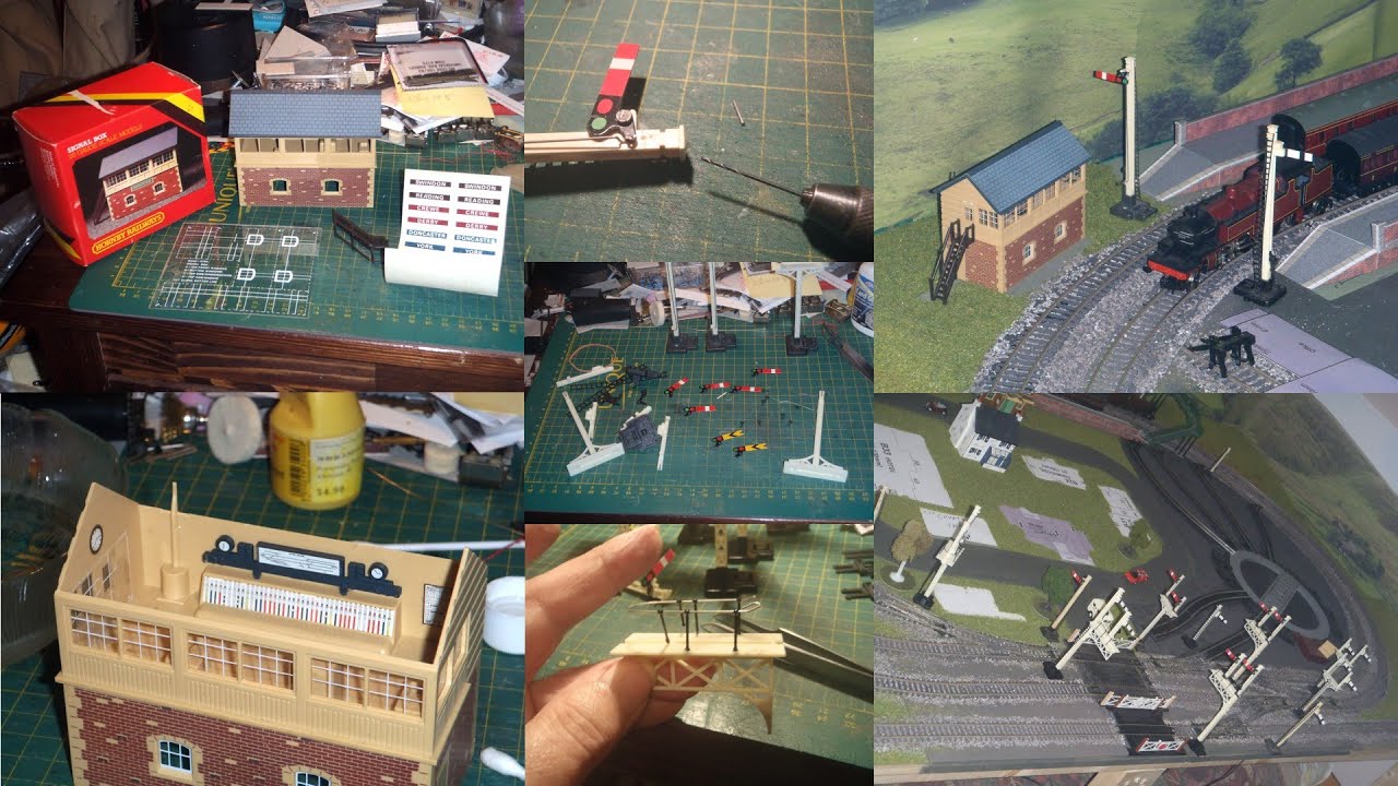 OO Gauge 38, Hornby Signal Box, Signals, etc - YouTube